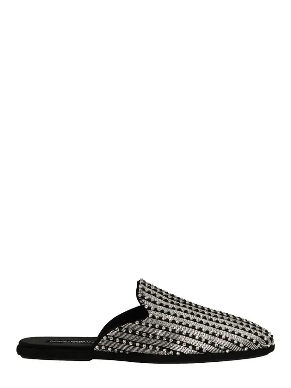 Dolce & Gabbana Suede Slippers With Embroidery - Multicolor