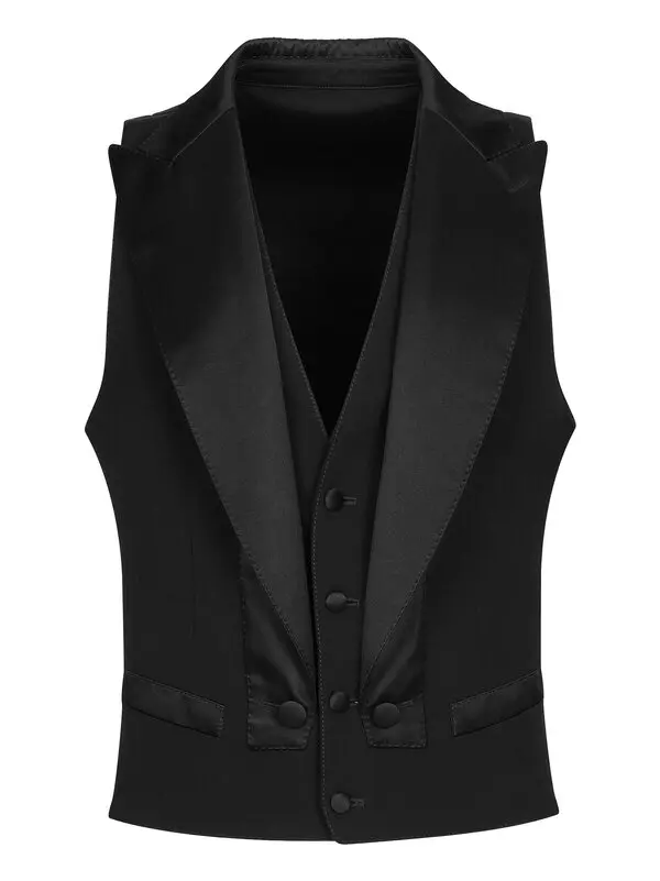 Dolce & Gabbana Single-breasted Wool Gabardine Vest - Black