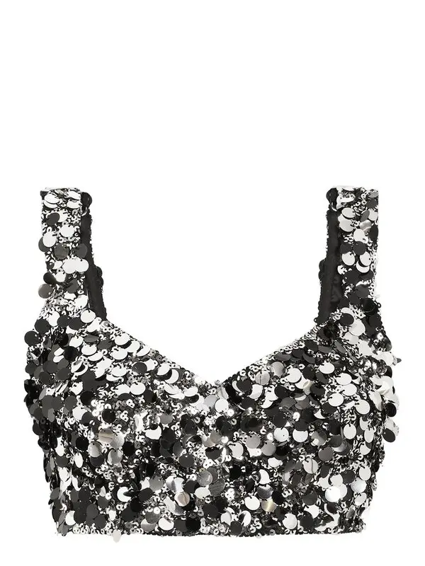 Dolce & Gabbana Sequined Bralette Top Shirts And Tops - Silver