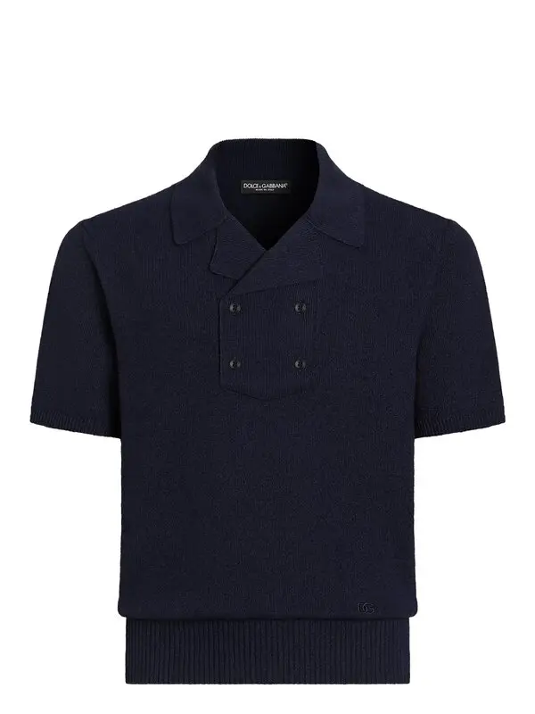 Dolce & Gabbana Cotton-linen Polo Shirt Sweaters And Cardigans - Blue