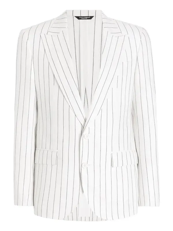 Dolce & Gabbana Single-breasted Pinstripe Linen-blend Jacket Suits And Blazers Multi-colored - Multicolor