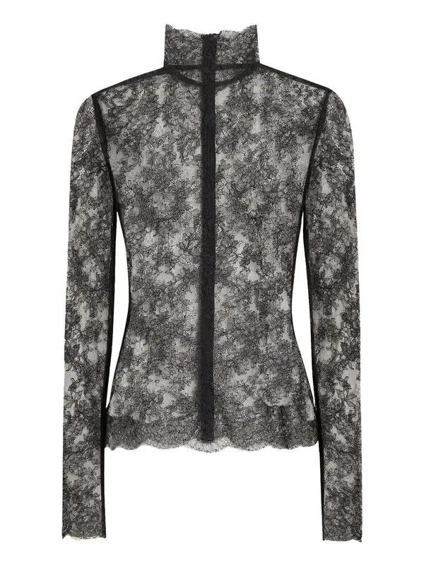 Dolce & Gabbana Floral Lace Turtle-neck Top Shirts And Tops Multi-colored - Multicolor