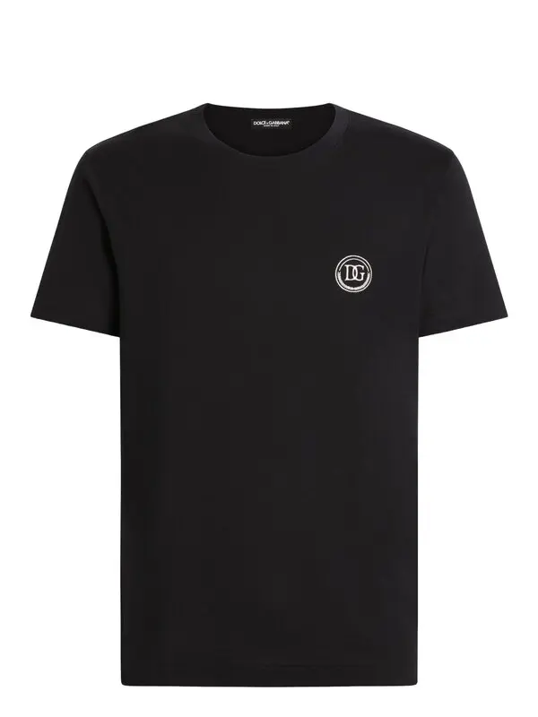 Dolce & Gabbana Short-sleeved T-shirt With Dg Embroidery T-shirts And Polos - Blue