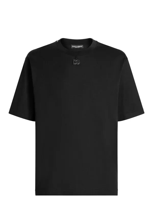 Dolce & Gabbana Cotton T-shirt With Patch T-shirts And Polos - Black