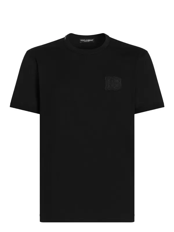 Dolce & Gabbana Cotton T-shirt With Patch T-shirts And Polos - Black