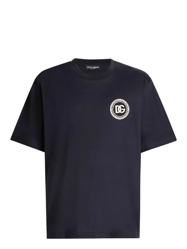Dolce & Gabbana Cotton T-shirt With Patch T-shirts And Polos - Blue
