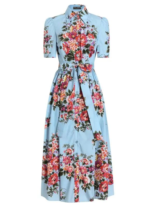 Dolce & Gabbana Flower Bouquet-print Poplin Shirt Dress Dresses - Multicolor