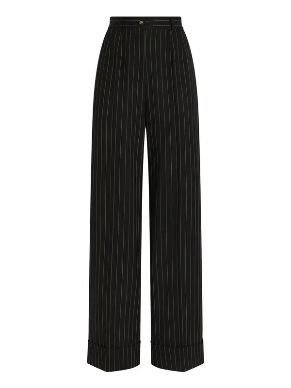 Dolce & Gabbana Pinstripe Bi-stretch Wool Trousers Pants And Shorts Wool - Multicolor
