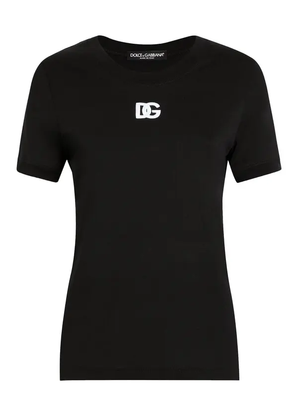 Dolce & Gabbana Cotton Jersey T-shirt With Dg Logo Embroidery - Black
