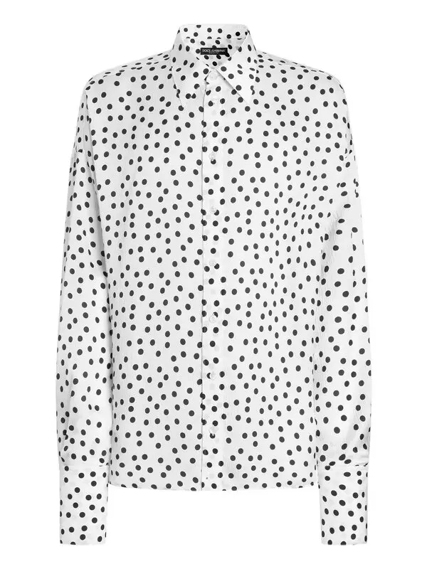 Dolce & Gabbana Polka-dot Print Wavy Silk Shirt Shirts - Multicolor