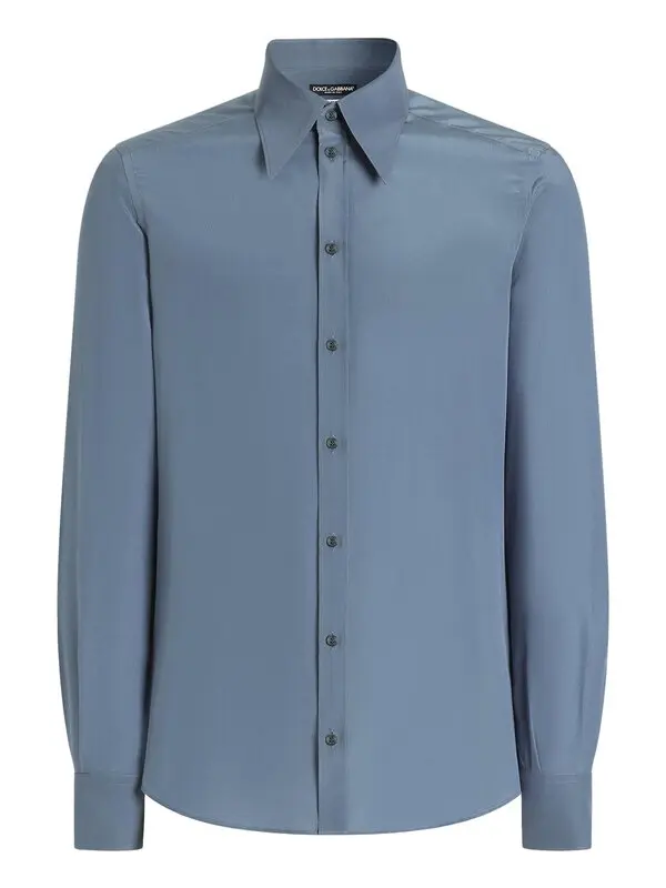 Dolce & Gabbana Silk Crêpe De Chine Gold Shirt Shirts Silk - Azure