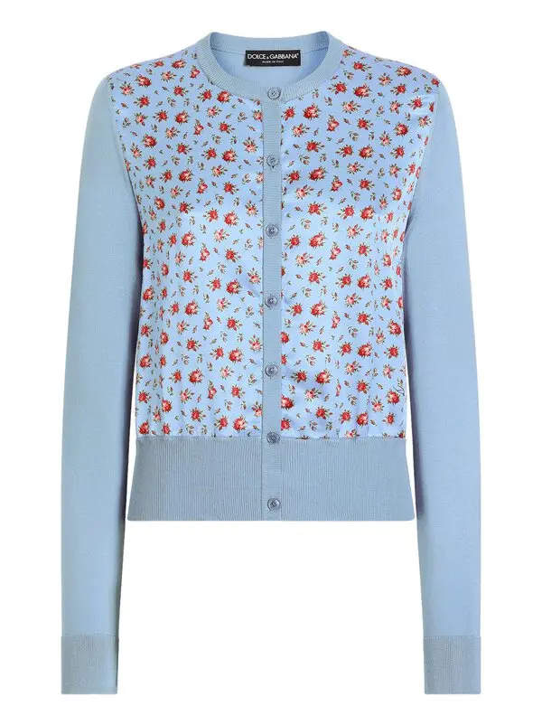 Dolce & Gabbana Rose-print Satin Cardigan - Multicolor