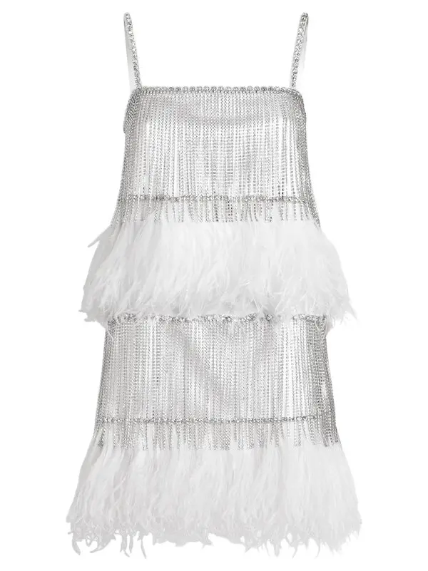 Dolce & Gabbana Satin Dress With Feathers Dresses - Crystal