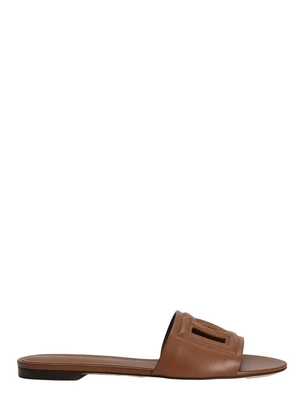 Dolce & Gabbana Calfskin Sliders Slides And Mules Leather - Brown