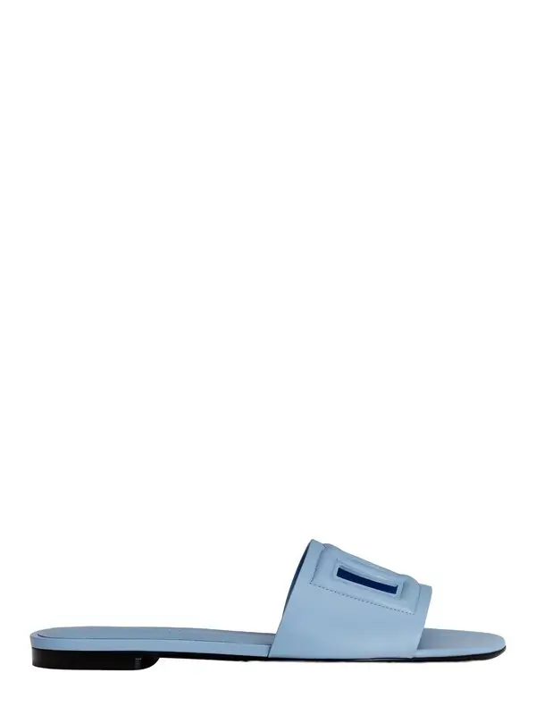 Dolce & Gabbana Calfskin Sliders Slides And Mules Leather - Light Blue