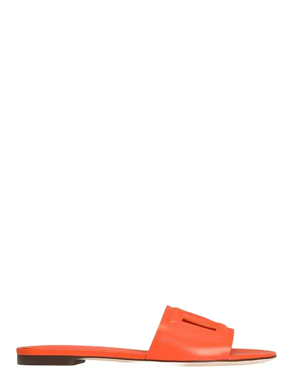 Dolce & Gabbana Calfskin Sliders Slides And Mules Leather - Orange