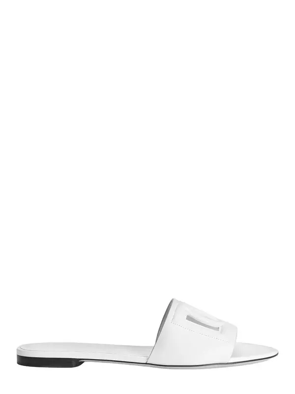 Dolce & Gabbana Calfskin Sliders Slides And Mules Leather - White
