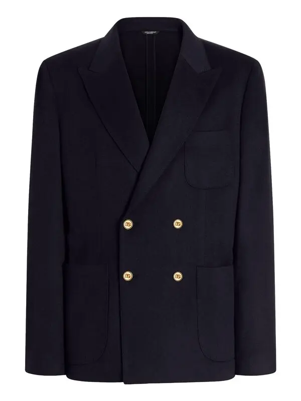Dolce & Gabbana Double-breasted Linen Blazer - Blue
