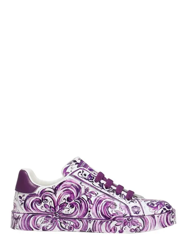 Dolce & Gabbana Majolica-print Nappa Calfskin Sneakers - Multicolor