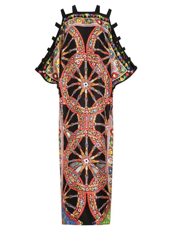 Dolce & Gabbana Carretto-print Twill Kaftan Dress Dresses Multi-colored - Multicolor