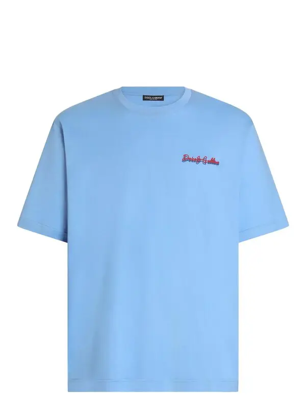 Dolce & Gabbana Cotton T-shirt With Logo T-shirts And Polos - Azure