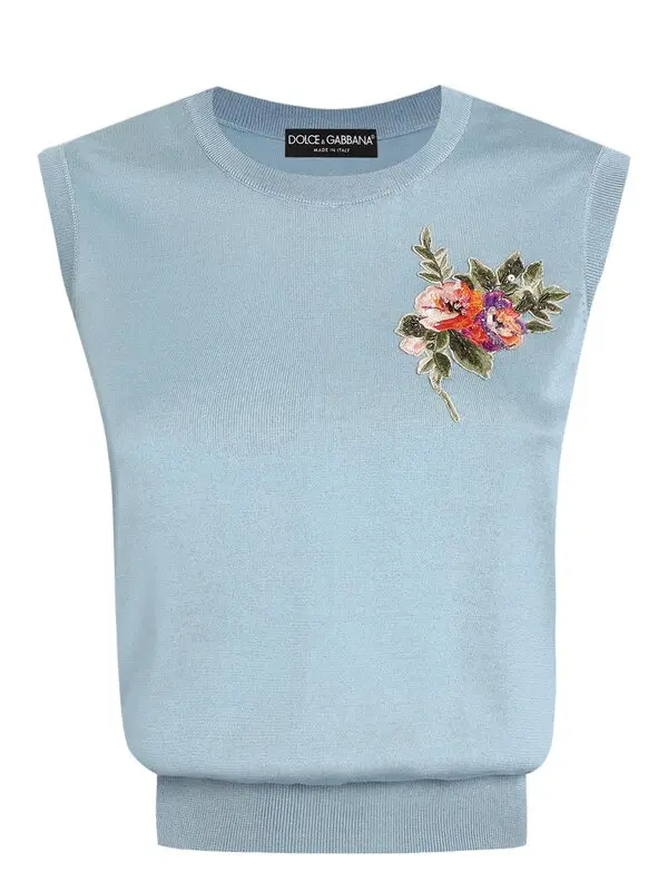 Dolce & Gabbana Silk Tank Top Sweaters And Cardigans - Azure