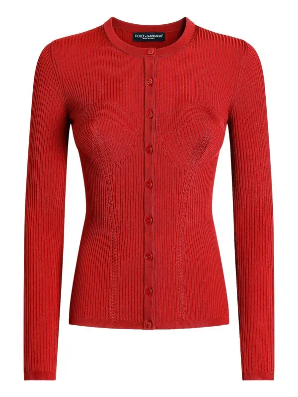 Dolce & Gabbana Ribbed Viscose Knit Button-up Cardigan - Red