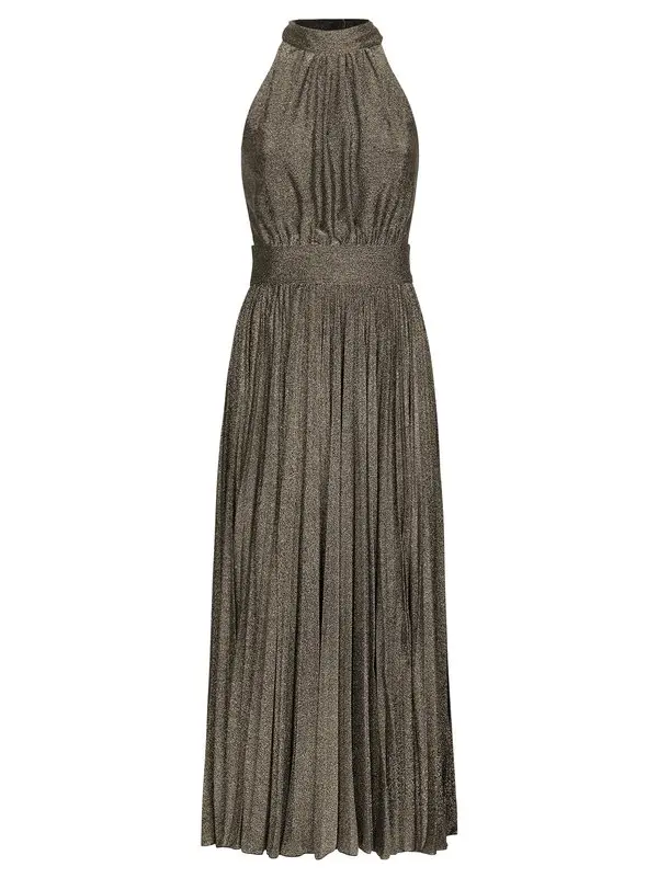 Dolce & Gabbana Pleated Jersey Lurex Calf-length Dress Dresses - Silver