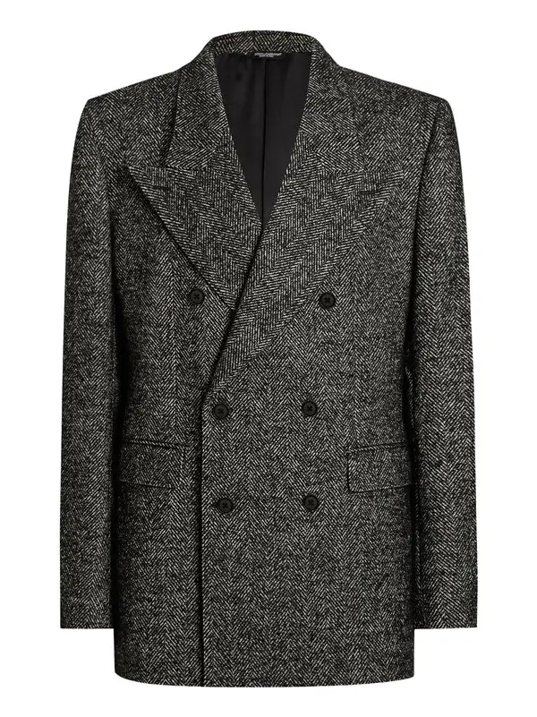 Dolce & Gabbana Double-breasted Jacket In Chevronwool Suits And Blazers - Multicolor