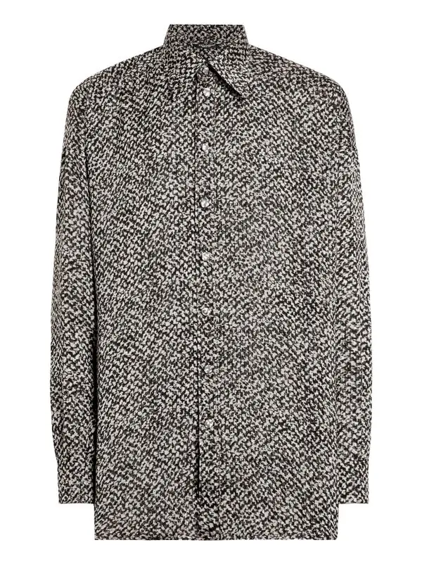 Dolce & Gabbana Chiffon Shirt With Bouclé Print Shirts - Multicolor