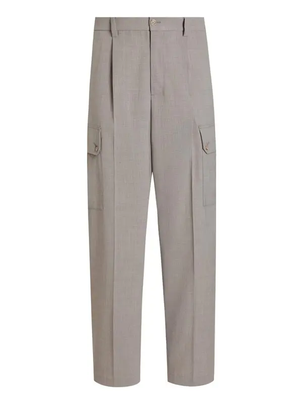 Dolce & Gabbana Wool Canvas Trousers Pants And Shorts Beige - Multicolor