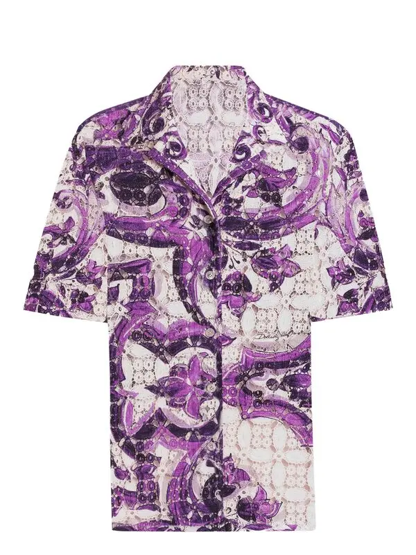 Dolce & Gabbana Majolica-print Crochet Lace Shirt Shirts And Tops - Multicolor