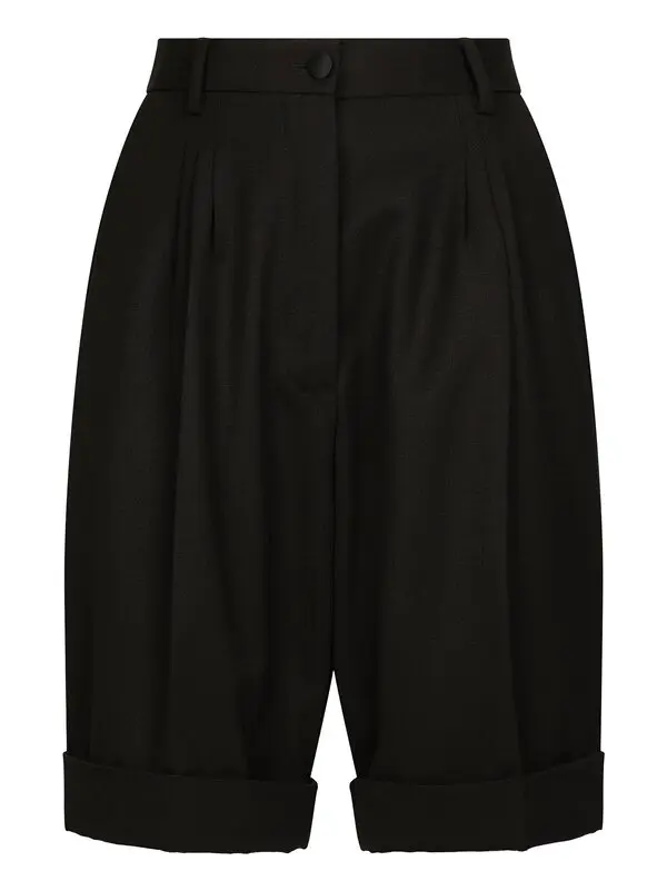 Dolce & Gabbana Brocade Belted Shorts - Black