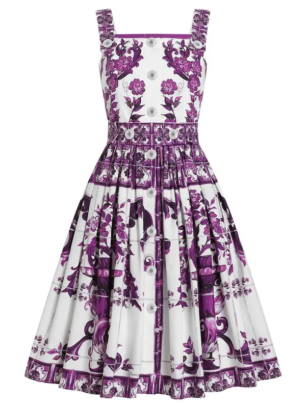 Dolce & Gabbana Majolica Print Poplin Dress - Multicolor