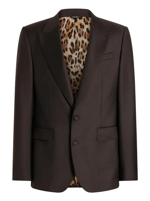 Dolce & Gabbana Single-breasted Sicilia Light Jacket In Light Wool Suits And Blazers - Brown