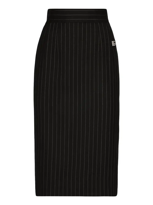 Dolce & Gabbana Short Straight-cut Pinstripe Wool Skirt Skirts - Multicolor