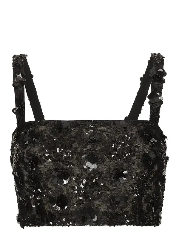 Dolce & Gabbana Bralette Top With Sequin Embroidery Shirts And Tops - Black