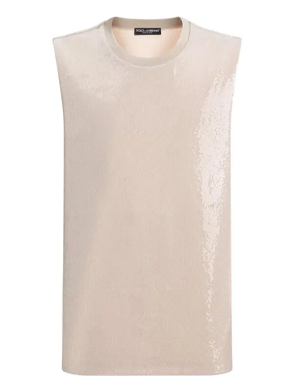Dolce & Gabbana Sequin Tank Top T-shirts And Polos Sequins - Beige