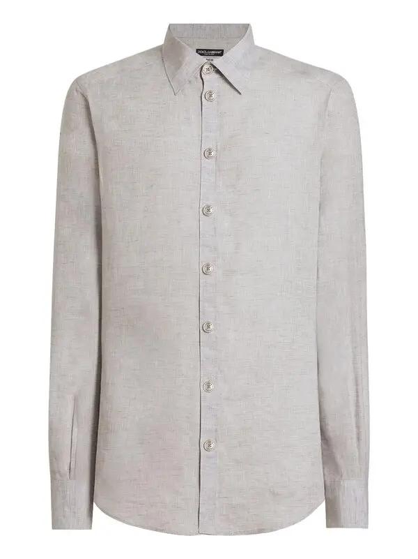 Dolce & Gabbana Martini Linen Shirt Shirts Gray - Grey