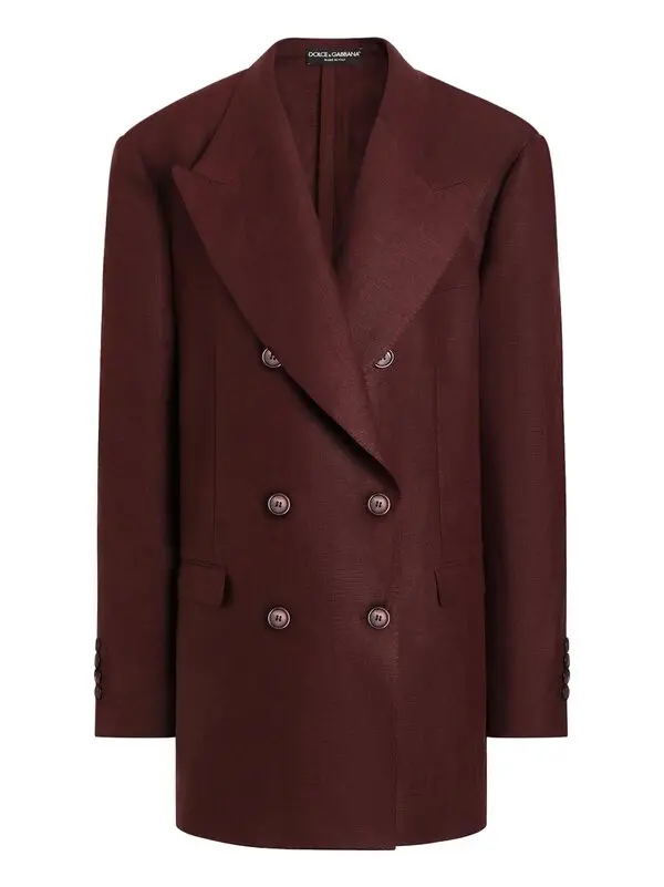 Dolce & Gabbana Double-breasted Jacket In Sartorial Linen Canvas Blazers Multi-colored - Multicolor