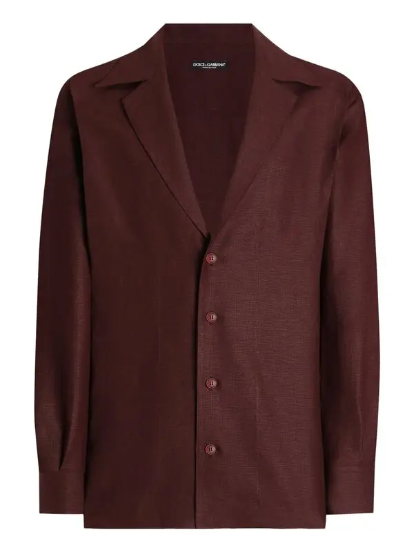 Dolce & Gabbana Long-sleeved V-neck Shirt In Linen Fabric Shirts Multi-colored - Multicolor