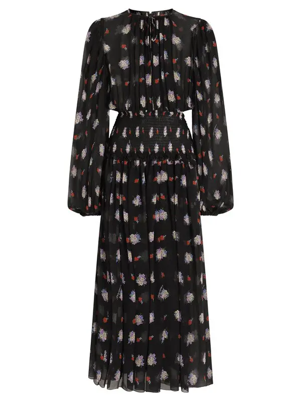 Dolce & Gabbana Small Floral-print Long Chiffon Dress Dresses - Multicolor