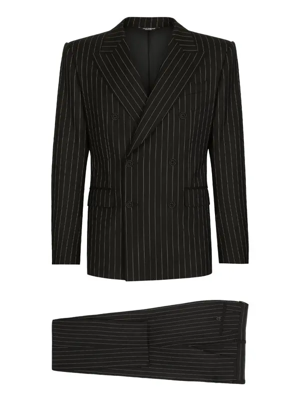 Dolce & Gabbana Double-breasted Pinstripe Stretch Wool Sicilia-fit Suit Suits And Blazers Wool - Multicolor
