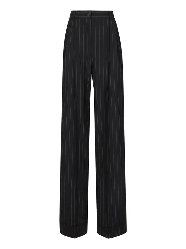 Dolce & Gabbana Wool Pinstripe Flared Trousers - Multicolor