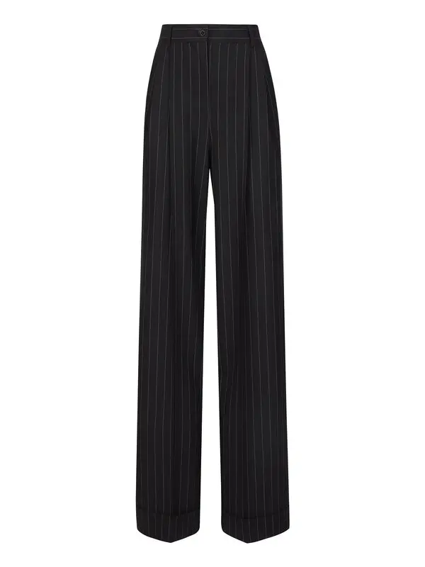 Dolce & Gabbana Flared Pinstripe Wool Trousers - Multicolor
