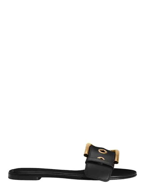Dolce & Gabbana Cowhide Flat Slippers Slides And Mules - Black