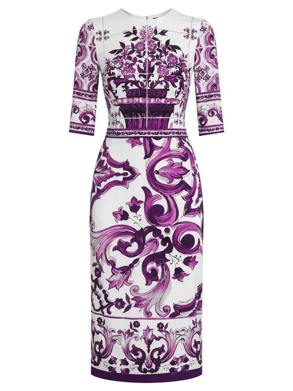 Dolce & Gabbana Majolica Print Charmeuse Dress - Multicolor