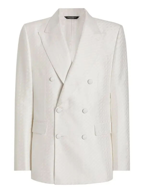 Dolce & Gabbana Double-breasted Sicilia Light Jacquard Jacket With Micro Pattern Suits And Blazers - White