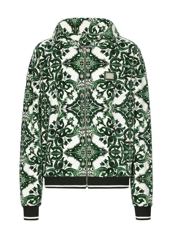 Dolce & Gabbana Zip-up Hoodie With Majolica Sweatshirts Multi-colored - Print