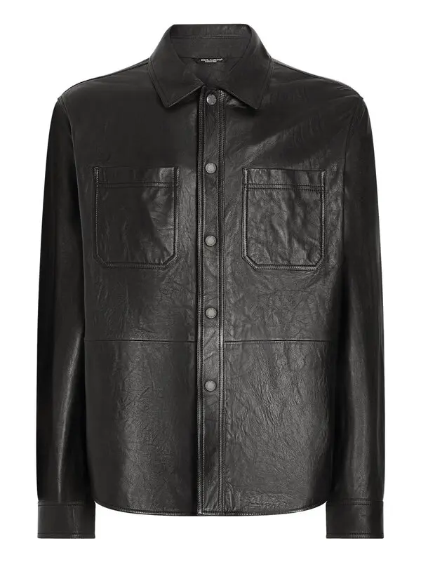 Dolce & Gabbana Leather Shirt Coats And Jackets Leather - Black